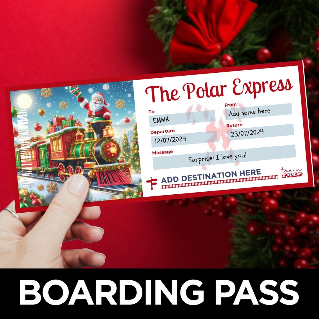 Christmas Train Ticket Template, Polar Express Printable Invitation ...