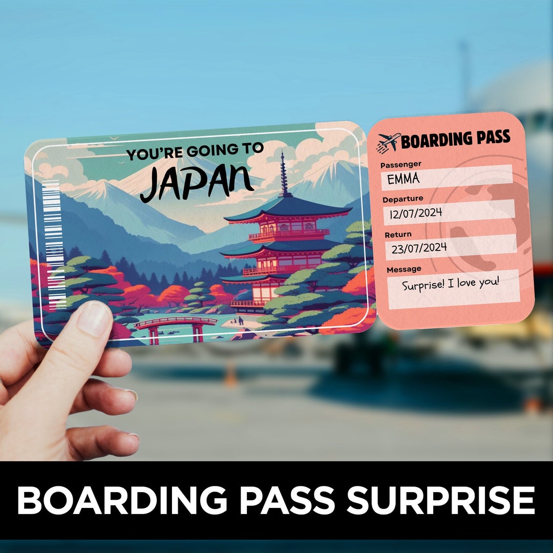 Japan Trip Surprise, Plane Ticket Template, Boarding Pass Ticket ...
