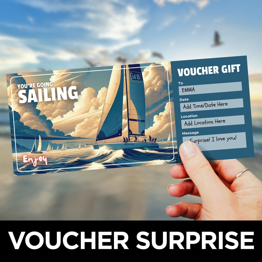 Sailing Ticket Template, Water Sport Voucher, Printable Sailing Coupon ...
