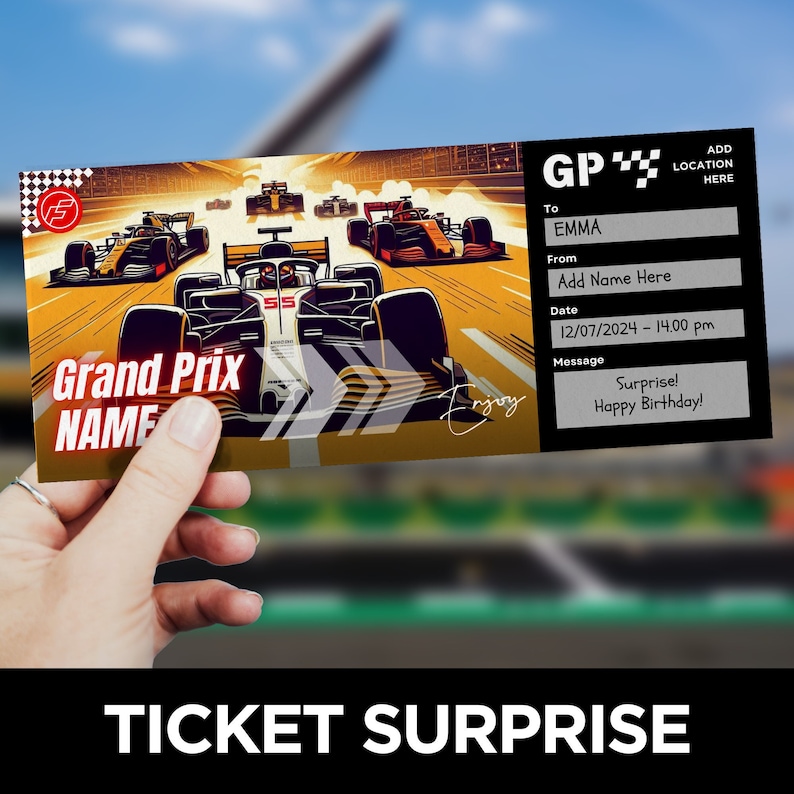 Editable F1 Ticket Template, F1 Grand Prix, Formula One Ticket ...
