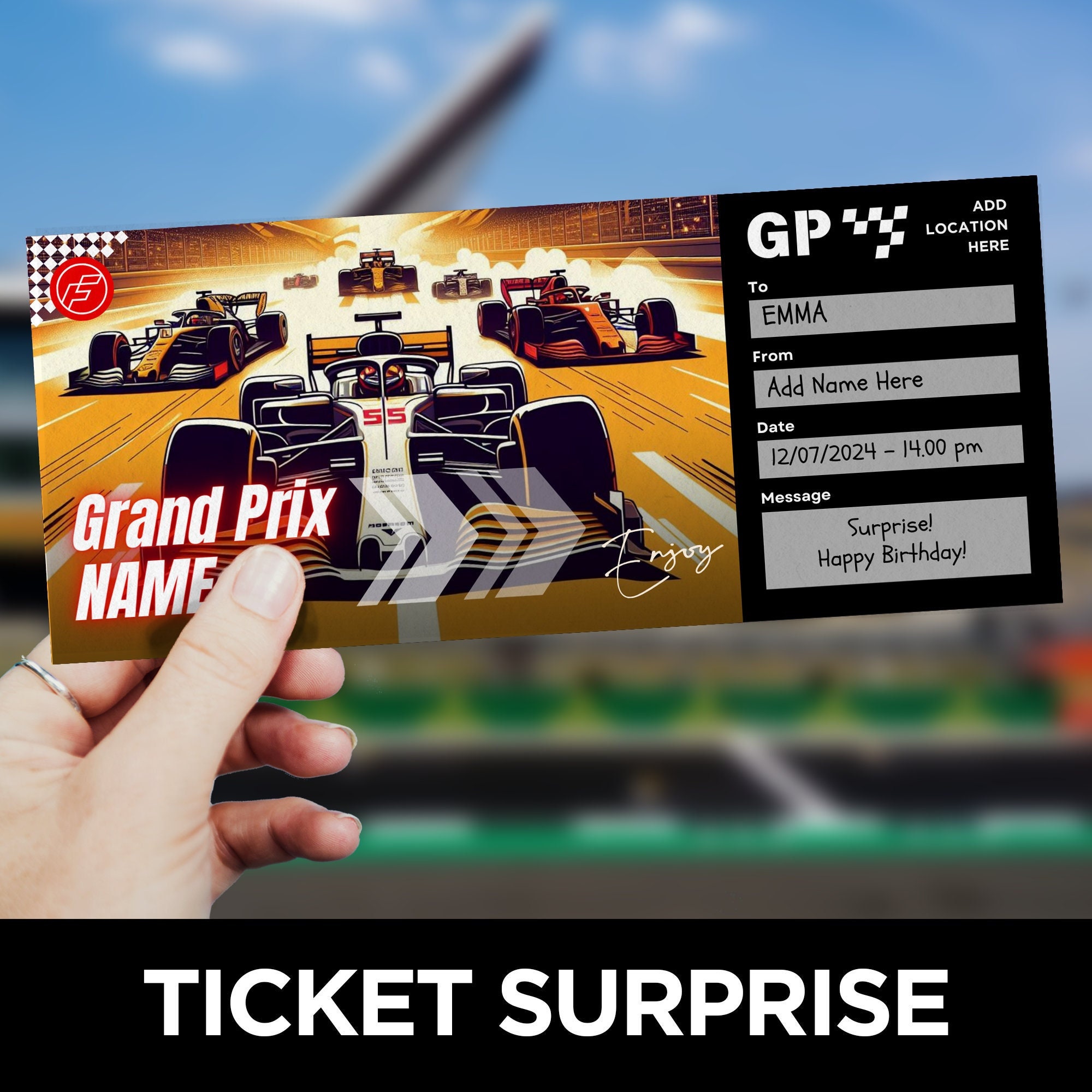 Editable F1 Ticket Template, F1 Grand Prix, Formula One Ticket ...