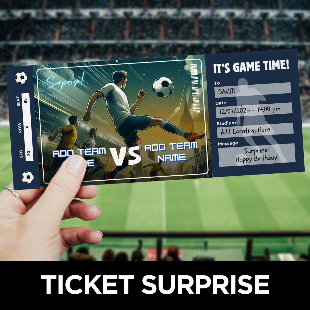 Soccer Game Ticket Template, Soccer Birthday Invitation, Football ...