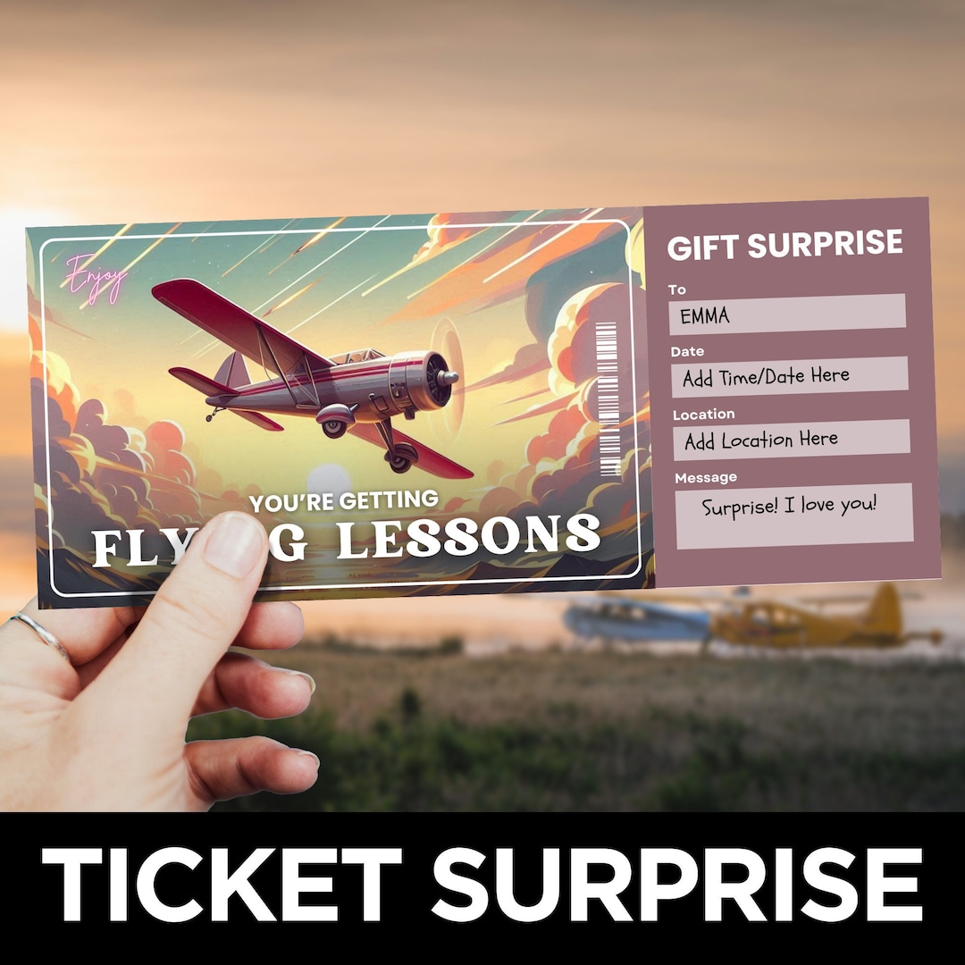 Flying Lesson Ticket, Flight Training, Learn to Fly, Flight Coupon ...