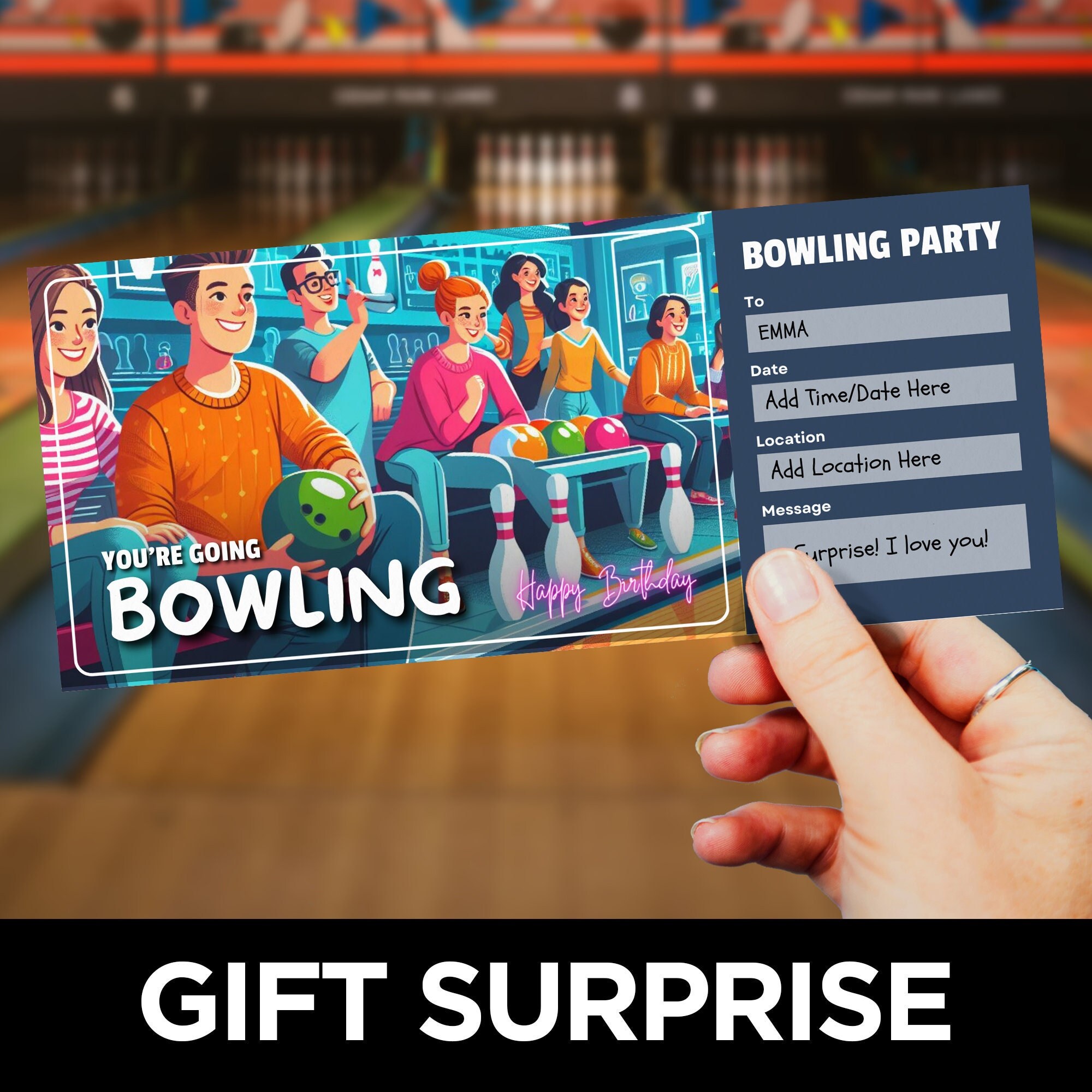 Bowling Birthday Invitation, Bowling Party Invite, Bowling Coupon ...