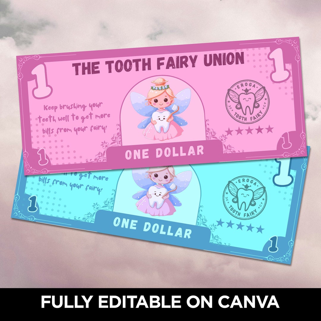 Tooth Fairy Certificate, Printable Tooth Fairy Bills, Tooth Fairy ...