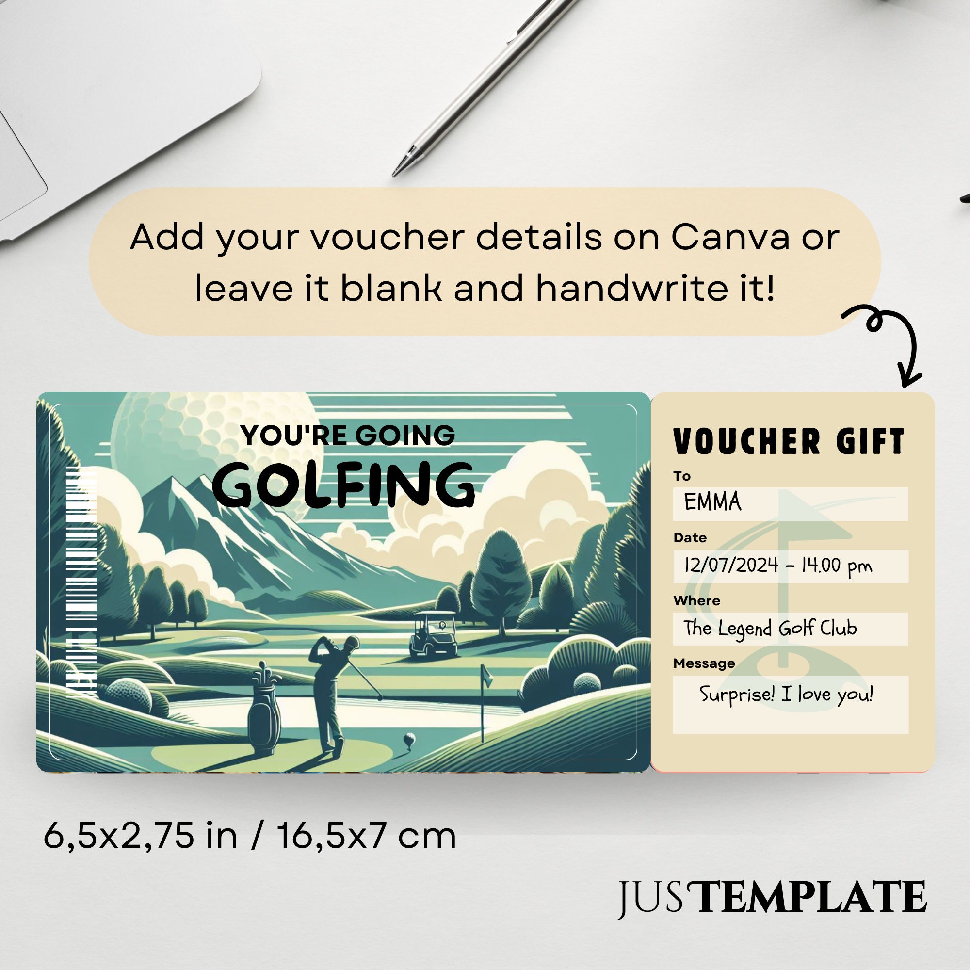 Golf Voucher Template, Golf Voucher, Golf Trip, Golf Gift Card ...