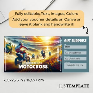Motocross Racing Ticket Template, Dirt Bike Voucher Invitation ...