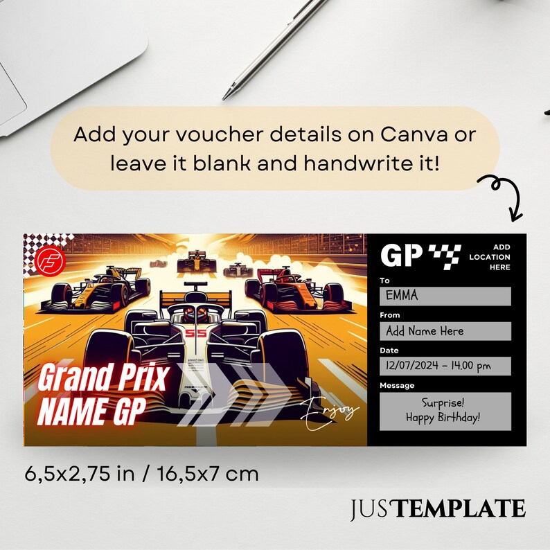 Editable F1 Ticket Template, F1 Grand Prix, Formula One Ticket ...