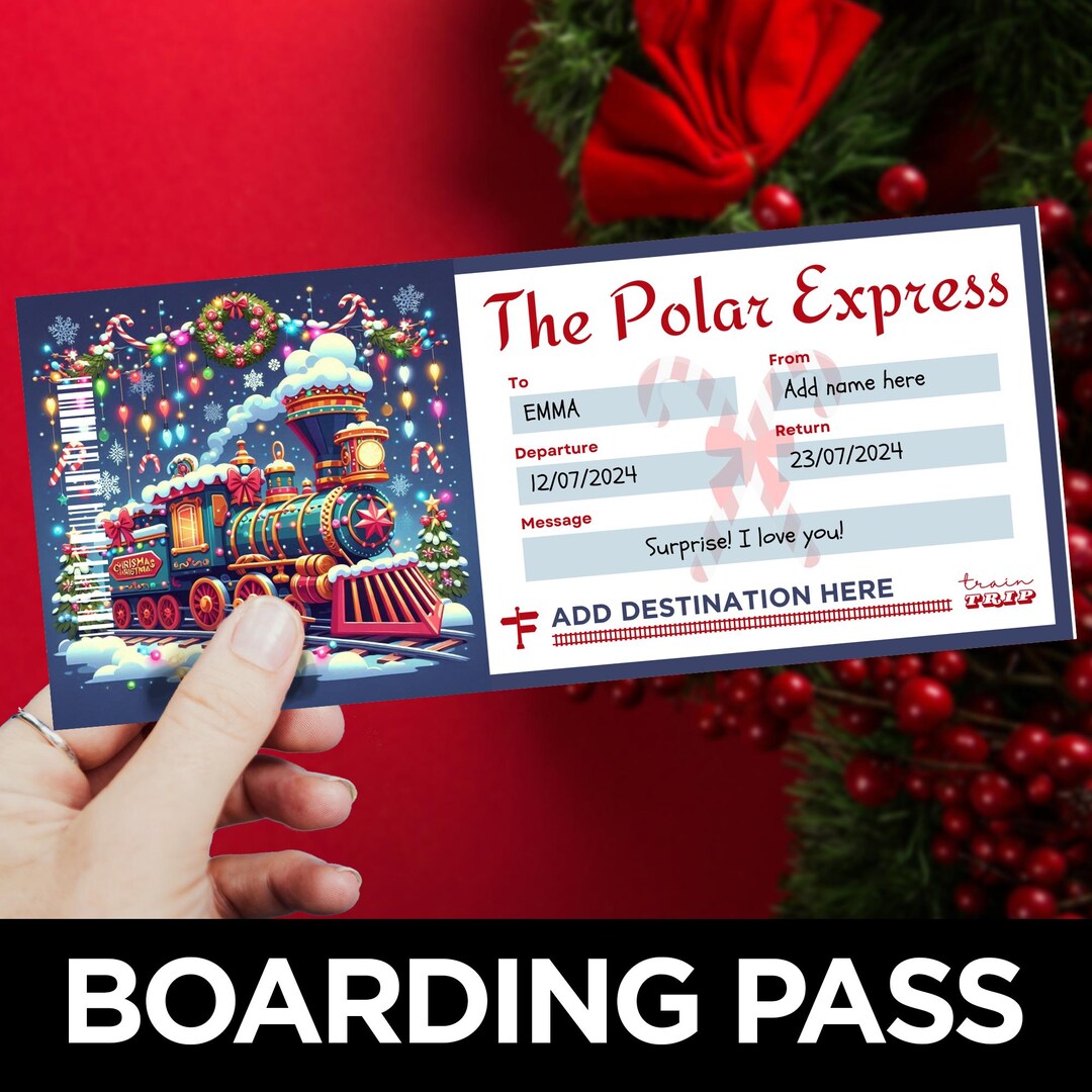 Christmas Train Ticket Template, Polar Express Printable Invitation ...