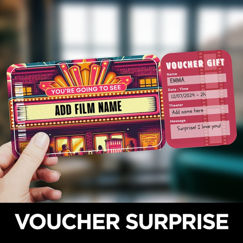 Cinema Ticket, Printable Movie Ticket, Movie Night Coupon, Event ...
