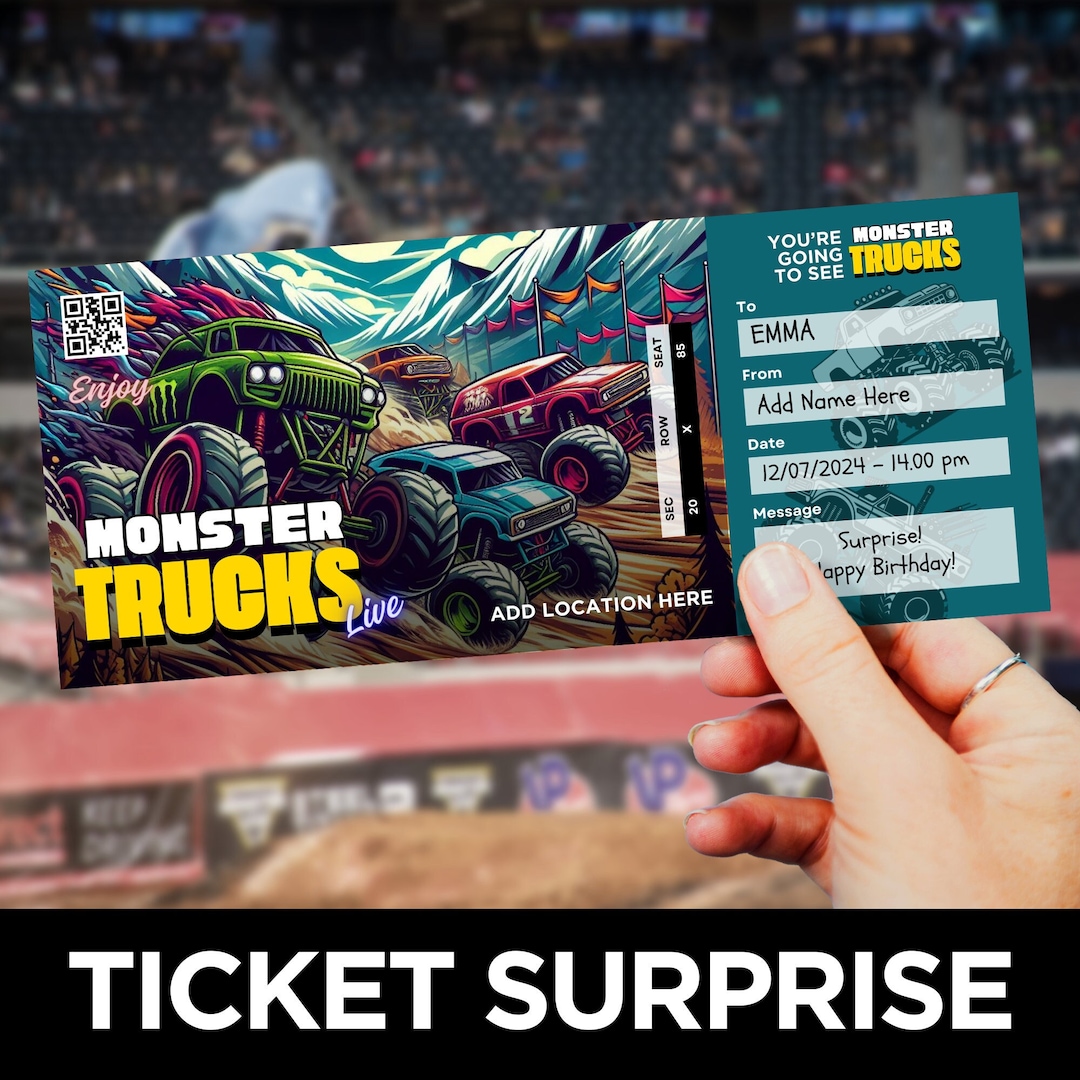 Monster Truck Ticket Template, Monster Truck Show, Monster Truck ...