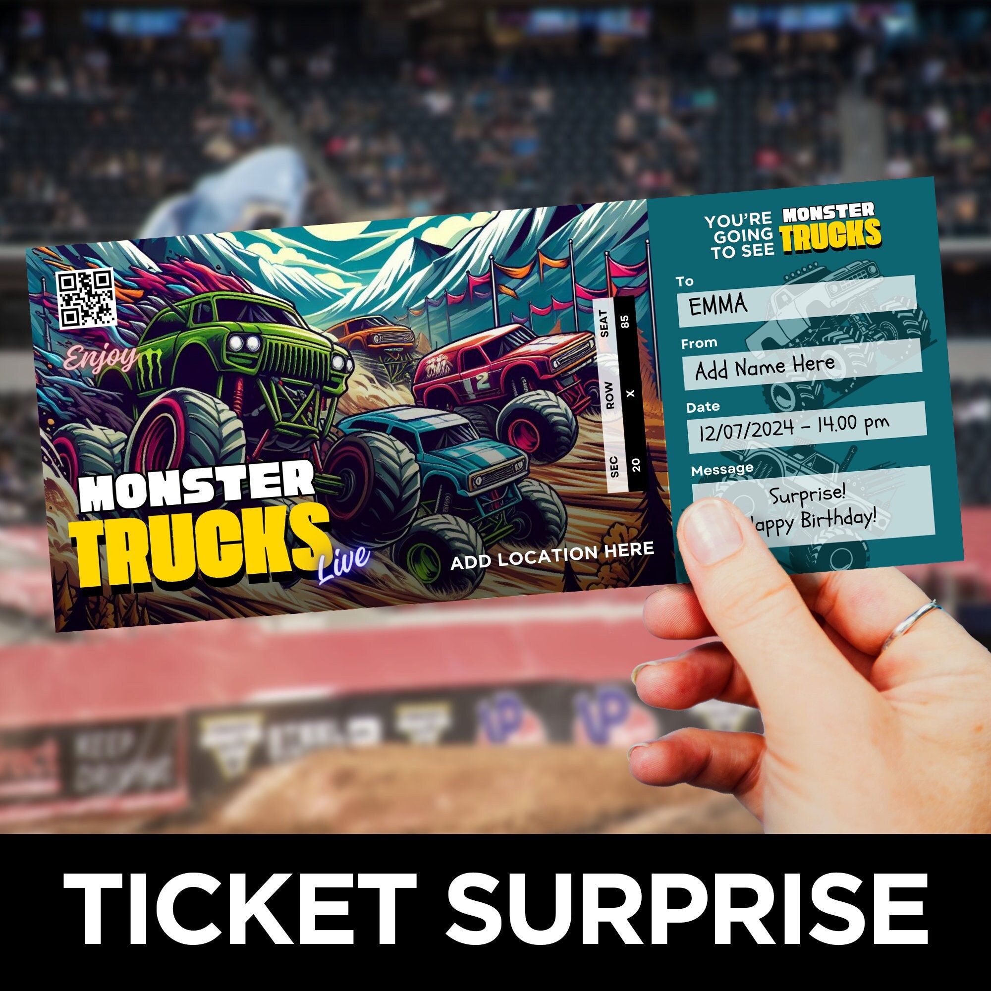 Monster Truck Ticket Template, Monster Truck Show, Monster Truck ...