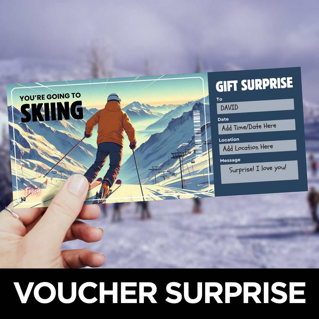 Ski Ticket Template, Skiing Trip Voucher, Printable Ski Season Pass ...