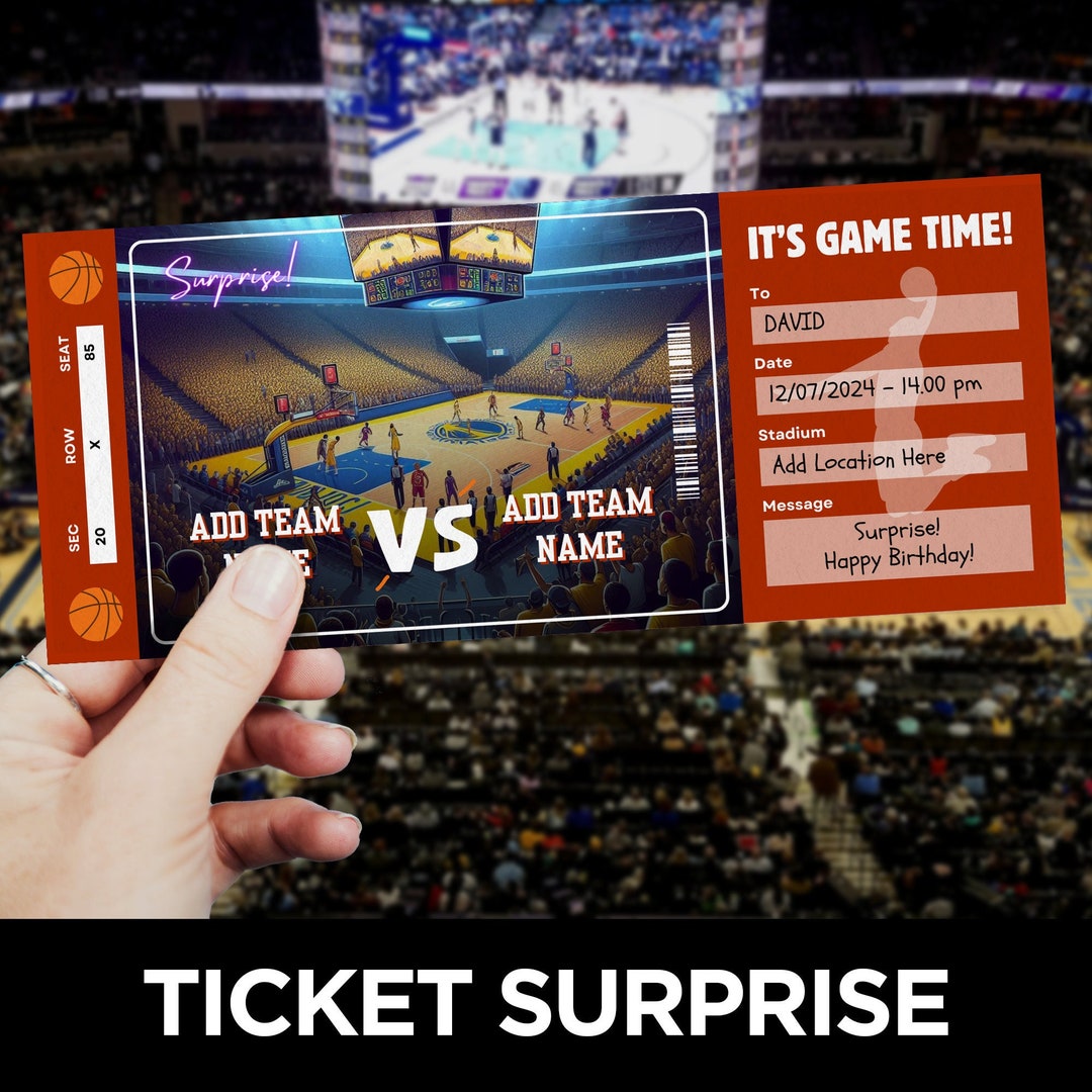 Basketball Game Ticket Template, Basketball Birthday Invitation, NBA ...