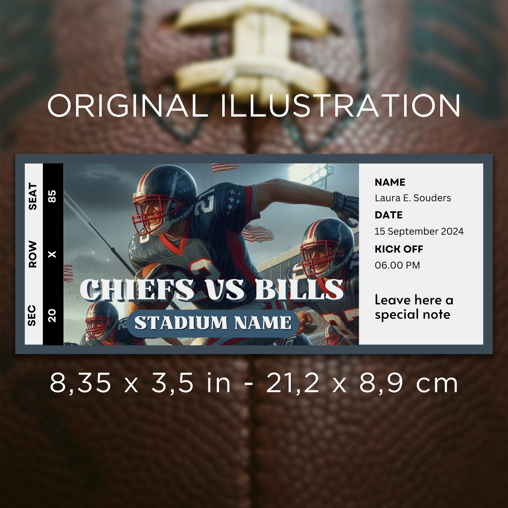 Nfl Ticket Template, Event Ticket, Football Game Ticket, Sports Event ...
