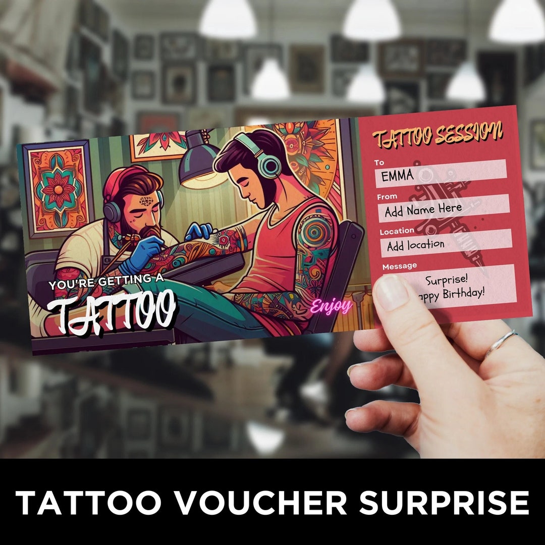 Tattoo Voucher Template, Tattoo Ticket, Ticket Surprise, Tattoo Lover ...