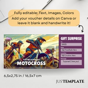 Motocross Racing Ticket Template, Dirt Bike Voucher Invitation ...