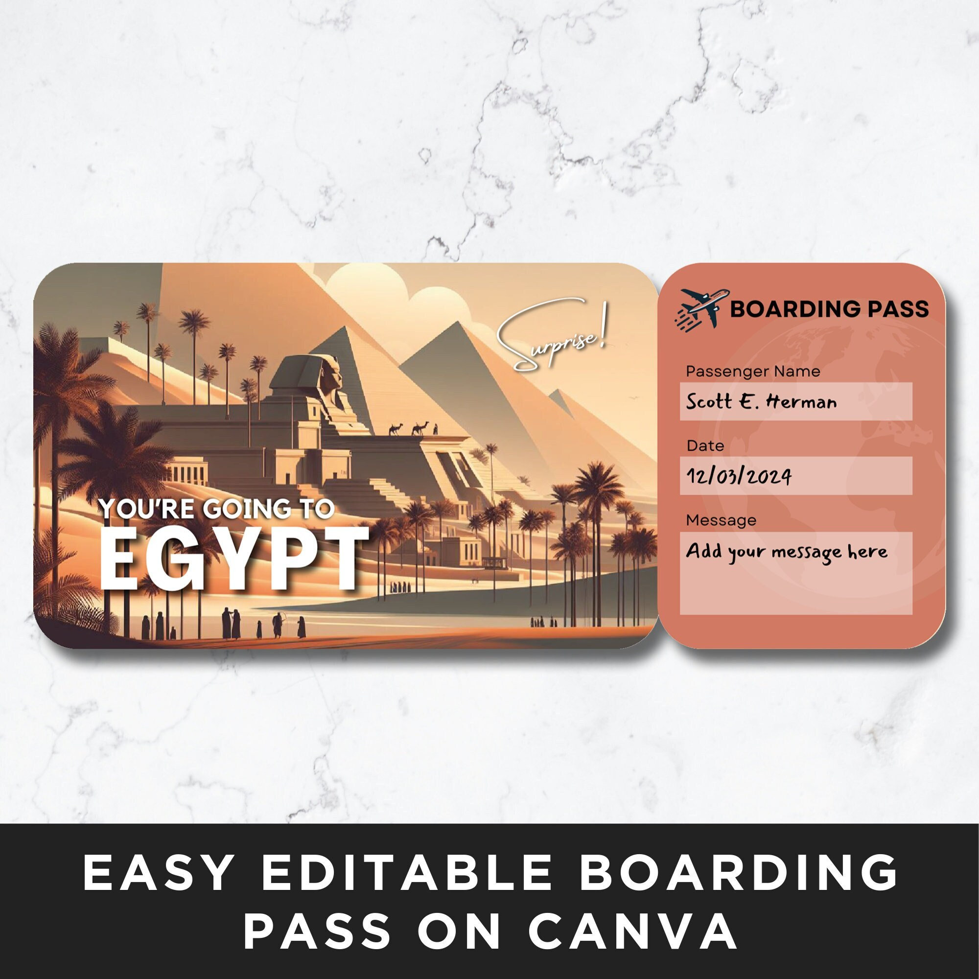 Egypt Boarding Pass, Plane Ticket Template, Flight Boarding Pass ...