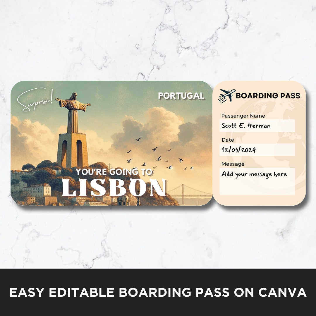 Lisbon Boarding Pass, Plane Ticket Template, Boarding Pass Ticket ...
