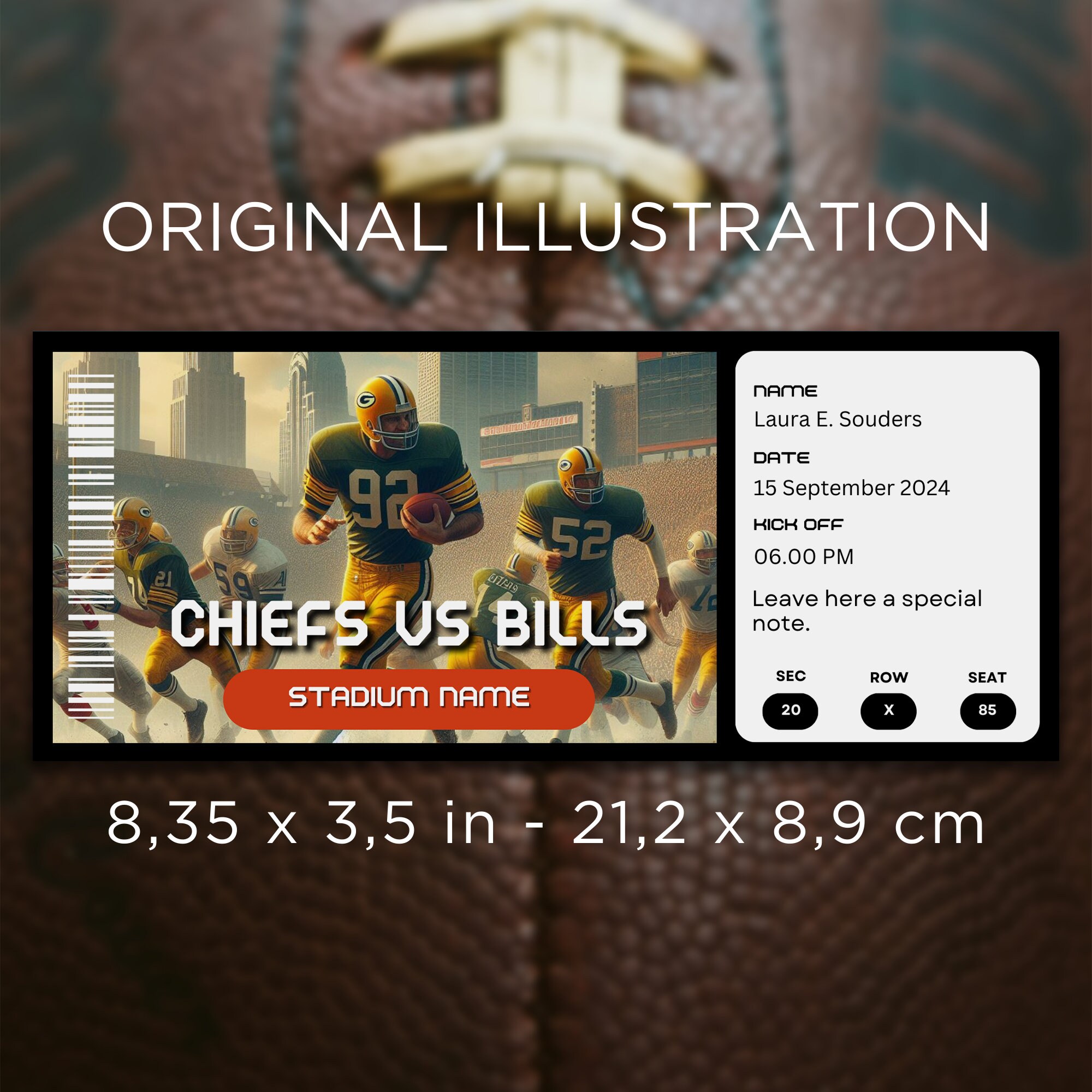 Nfl Ticket Template, Event Ticket, Football Game Ticket, Sports Event ...