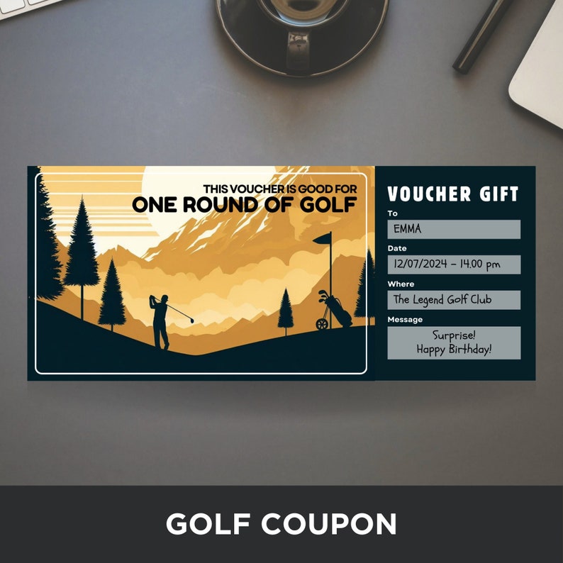 Golf Voucher Template, Golf Coupon, Golf Trip, Golf Gift Card, Sport ...