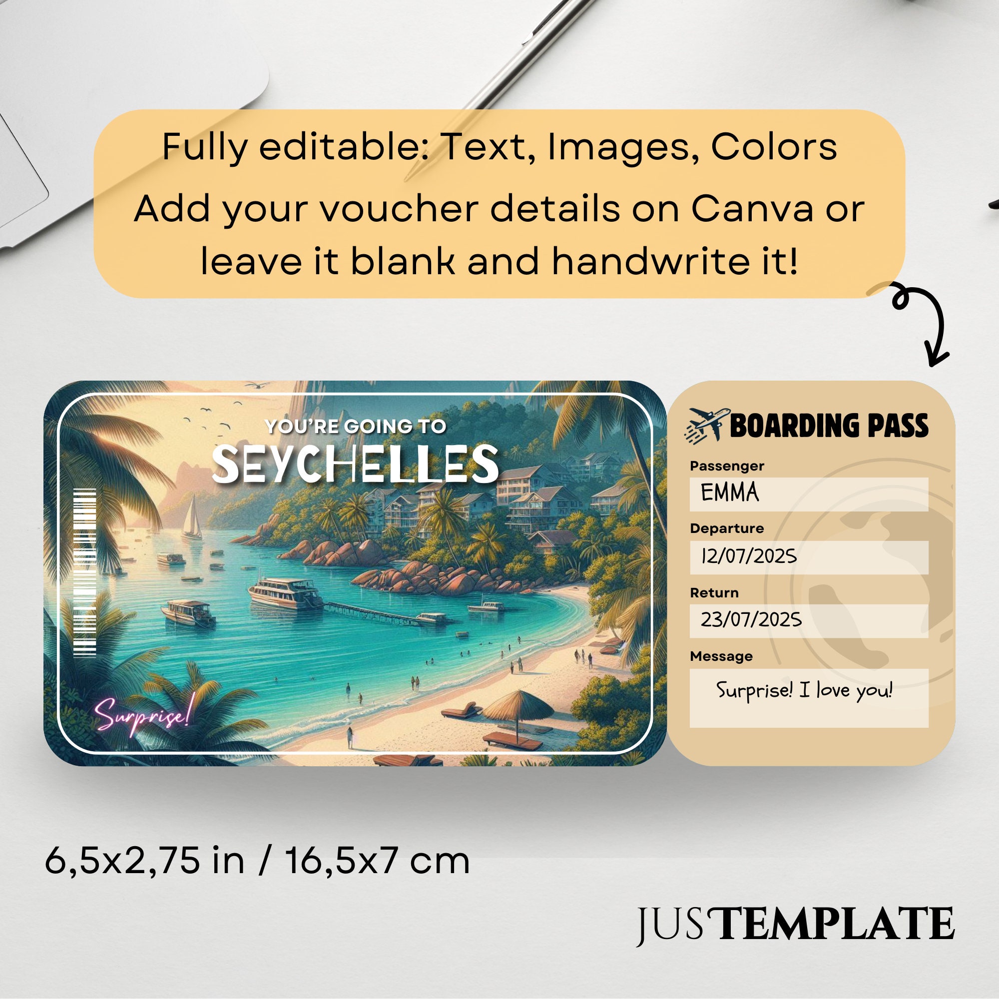 Seychelles Boarding Pass, Trip Surprise, Plane Ticket Template ...