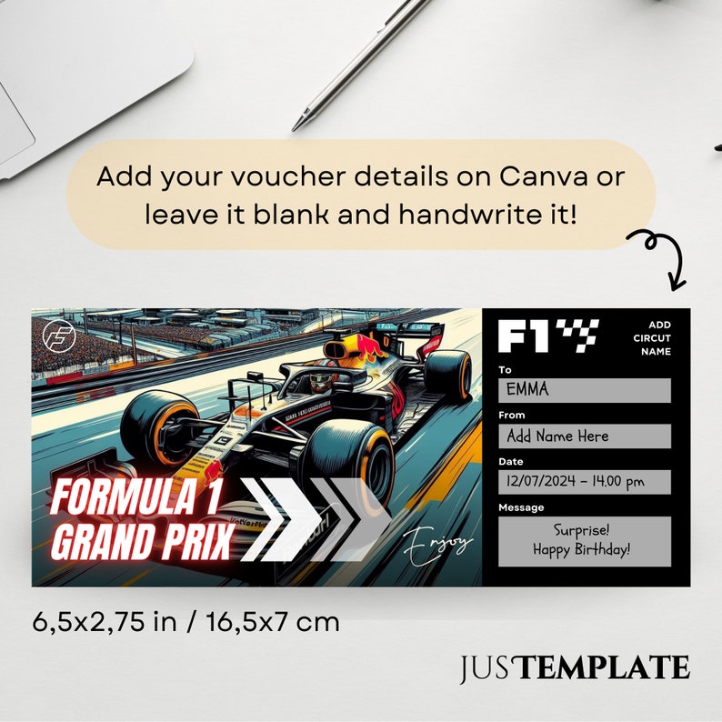 Editable F1 Ticket Template, F1 Grand Prix, Formula One Ticket ...