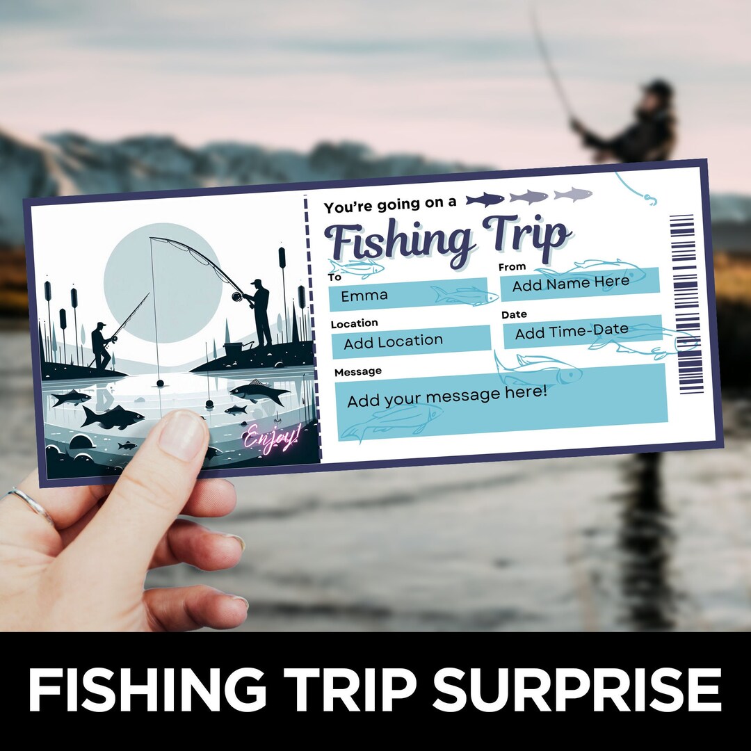 Fishing Trip Ticket Template, Fishing Voucher, Adventure Voucher ...