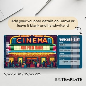 Cinema Ticket, Printable Movie Ticket, Movie Night Coupon, Event ...