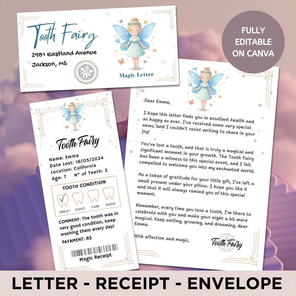 Printable Tooth Fairy Letter, Tooth Fairy Letter Template, First Lost ...