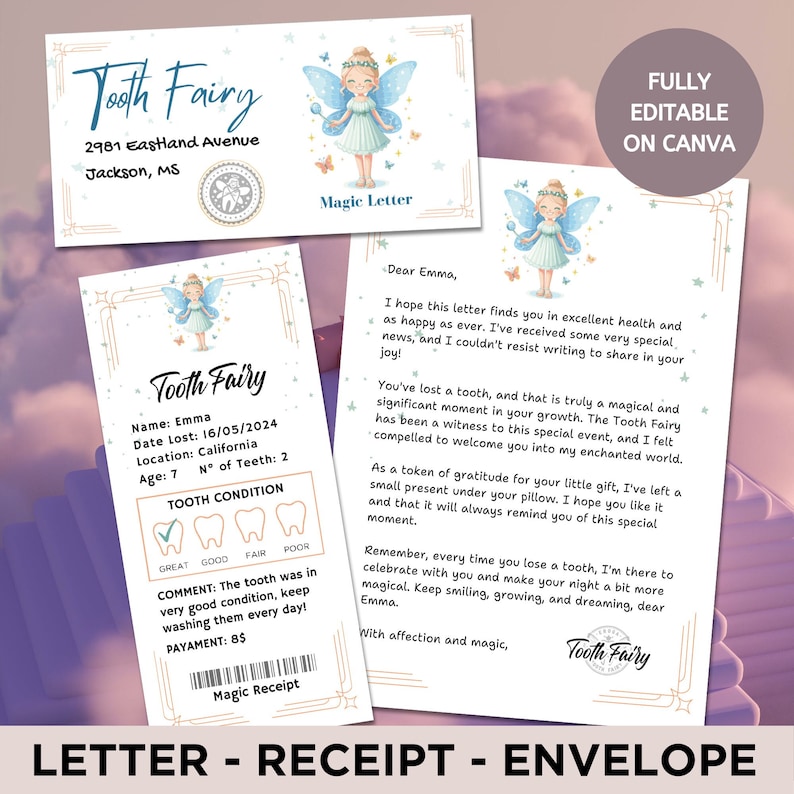 Printable Tooth Fairy Letter, Tooth Fairy Letter Template, First Lost ...