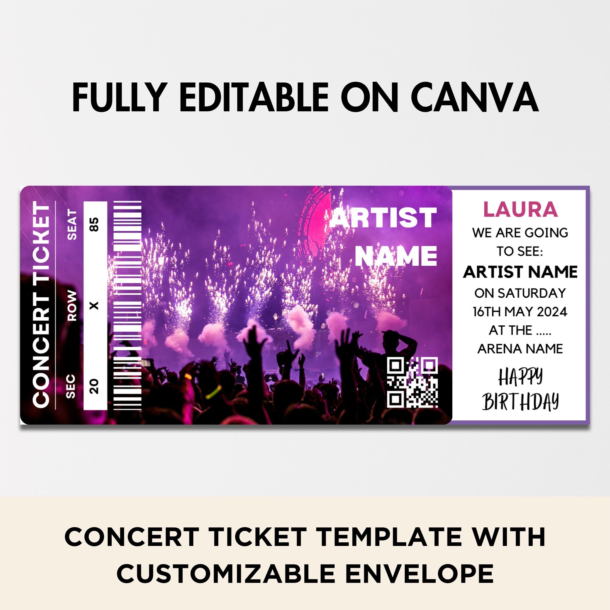 Concert Ticket Template, Event Ticket, Concert Tour Ticket, Live ...