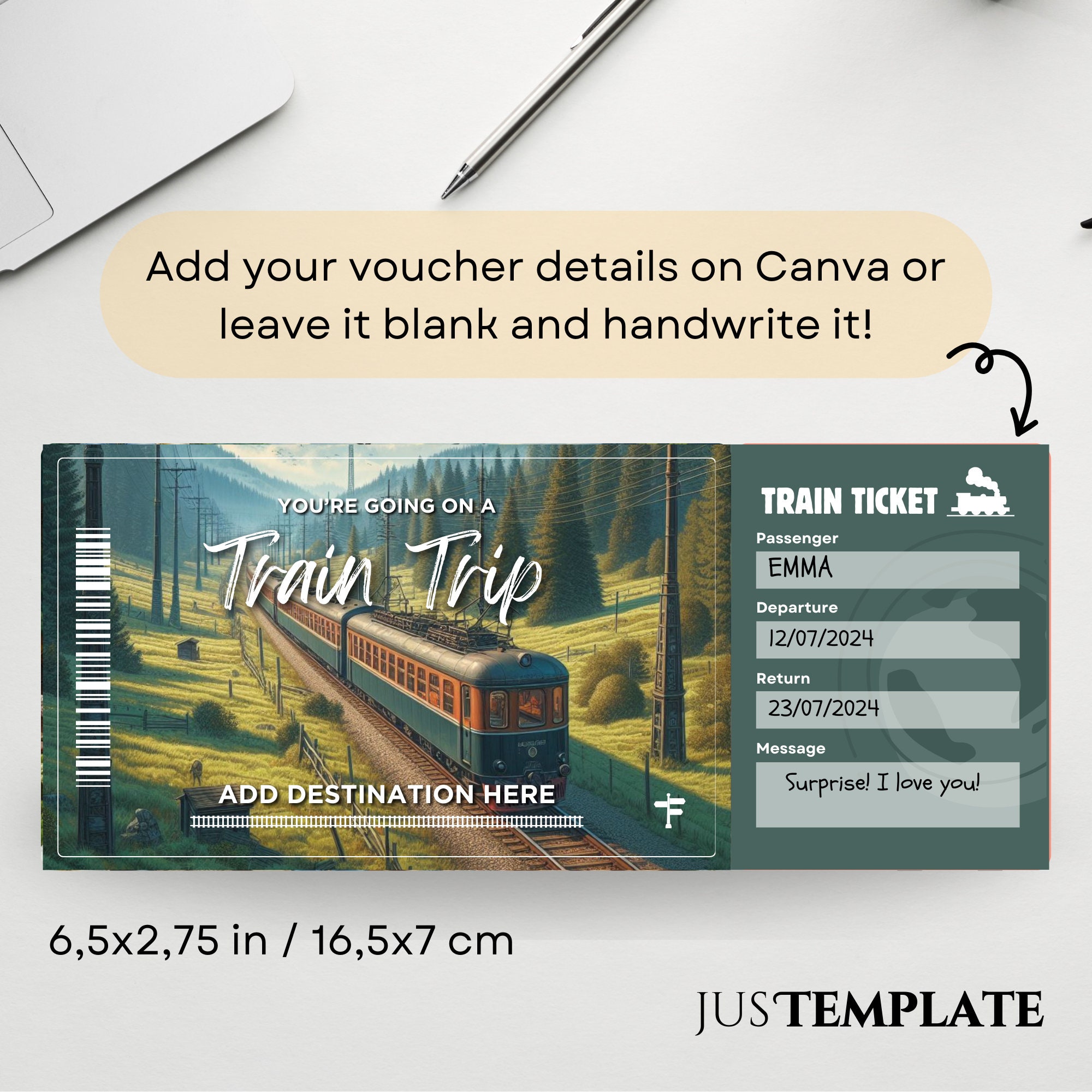 Train Ticket Template, Editable Boarding Pass, Train Ticket Download ...