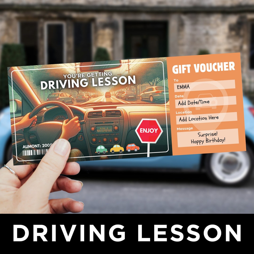 Driving Lesson Voucher, Drive Ticket Template, Experience Gift, Driving ...