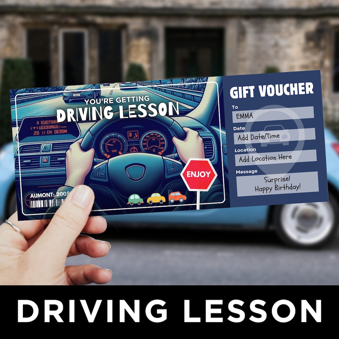 Driving Lesson Voucher, Drive Ticket Template, Experience Gift, Driving ...