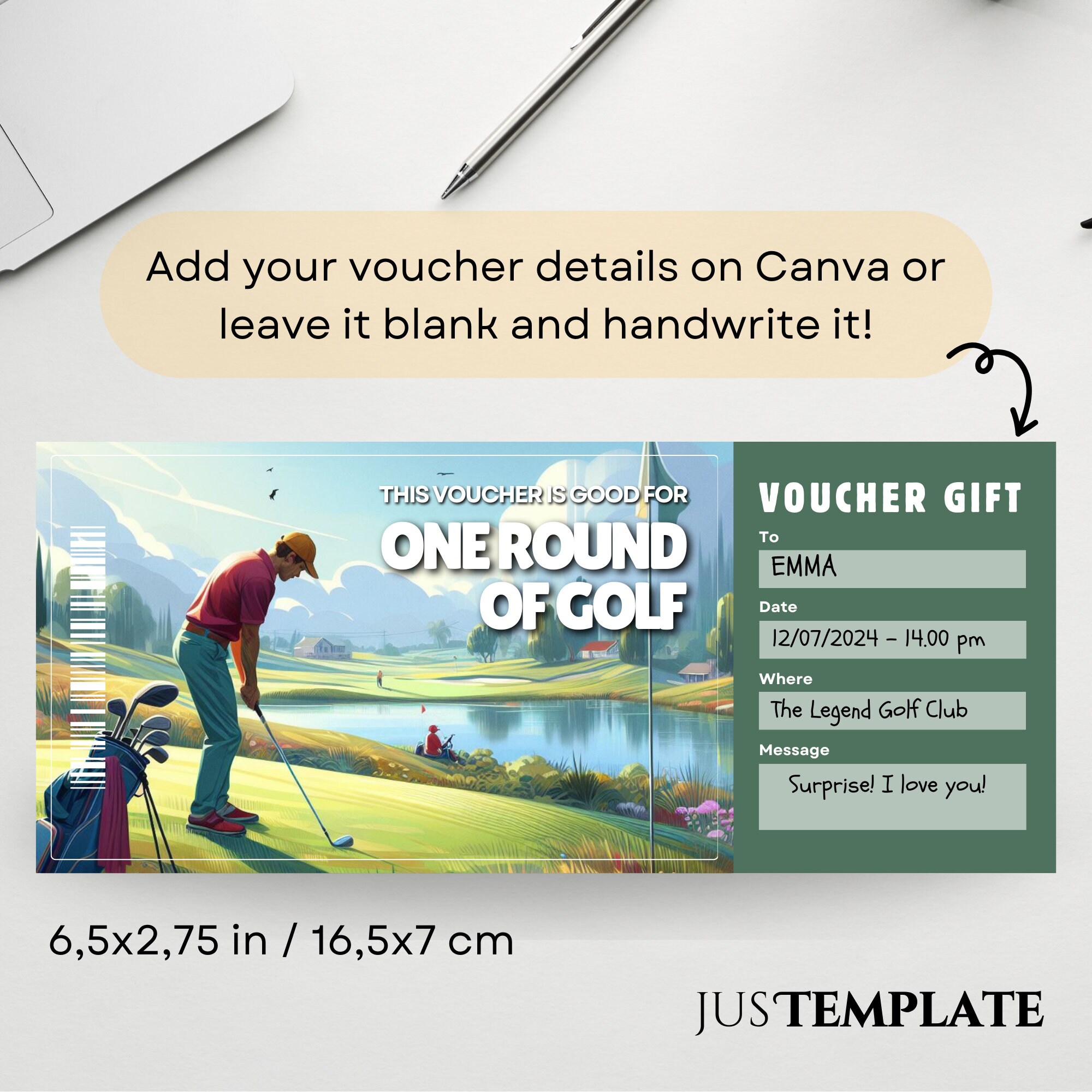 Golf Ticket Template, Golf Voucher, Golf Trip, Golf Gift Card, Sport ...