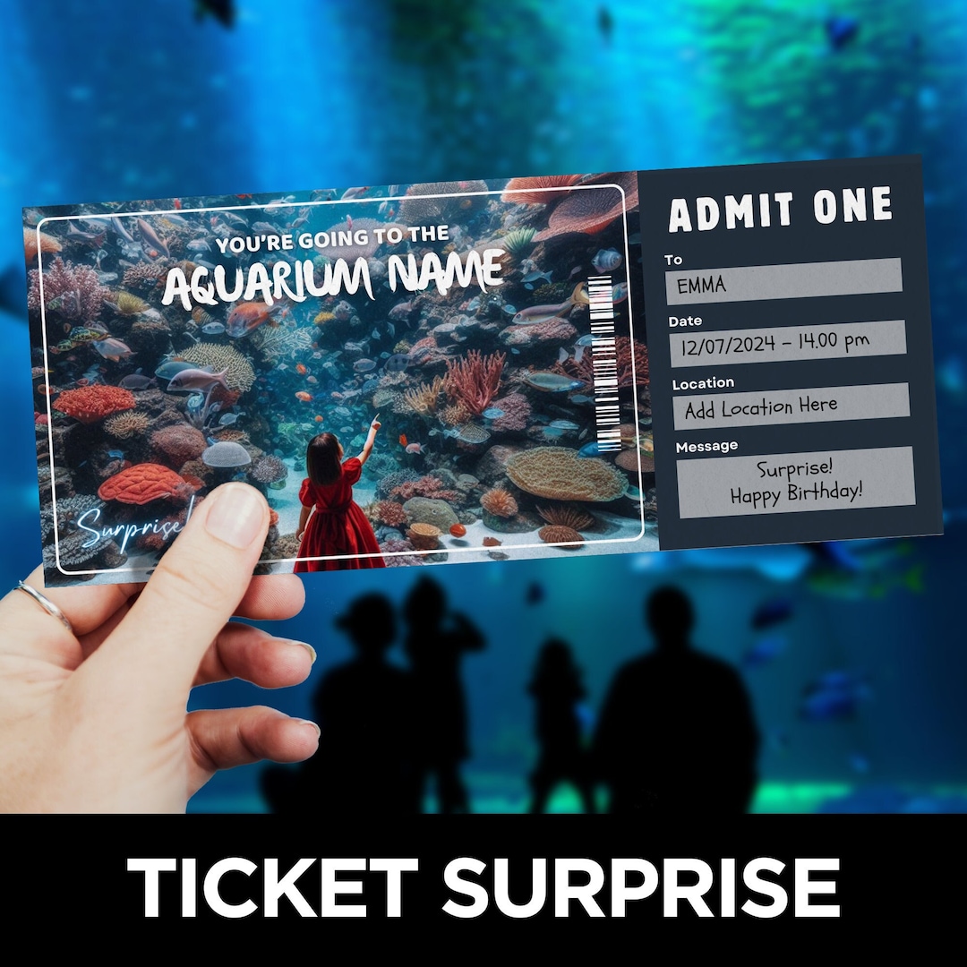 Aquarium Ticket Template, Printable Event Ticket, Aquarium Visit Tour ...