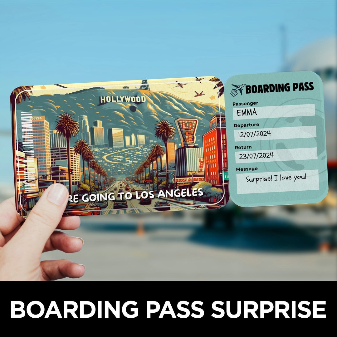 Los Angeles Boarding Pass, Trip Surprise, Plane Ticket Template ...