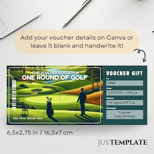 Golf Voucher Template, Golf Coupon, Golf Trip, Golf Gift Card, Sport ...
