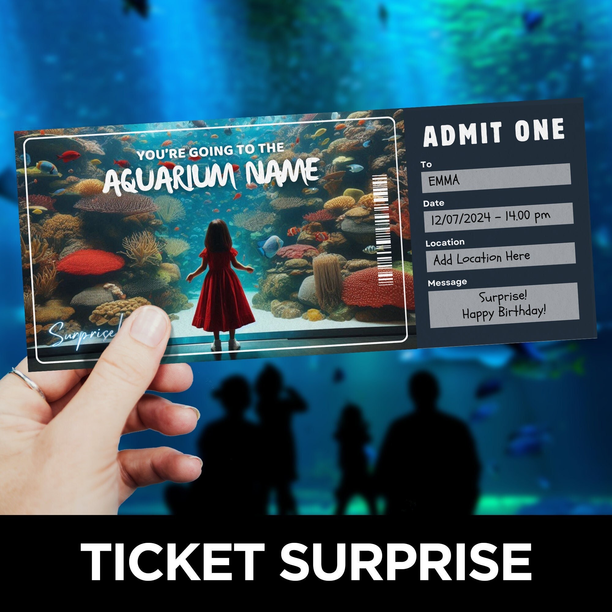 Aquarium Ticket Template, Ocean Park Ticket, Aquarium Visit Tour ...