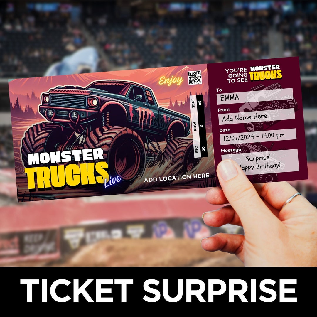 Monster Truck Ticket Template, Monster Truck Show, Monster Truck ...