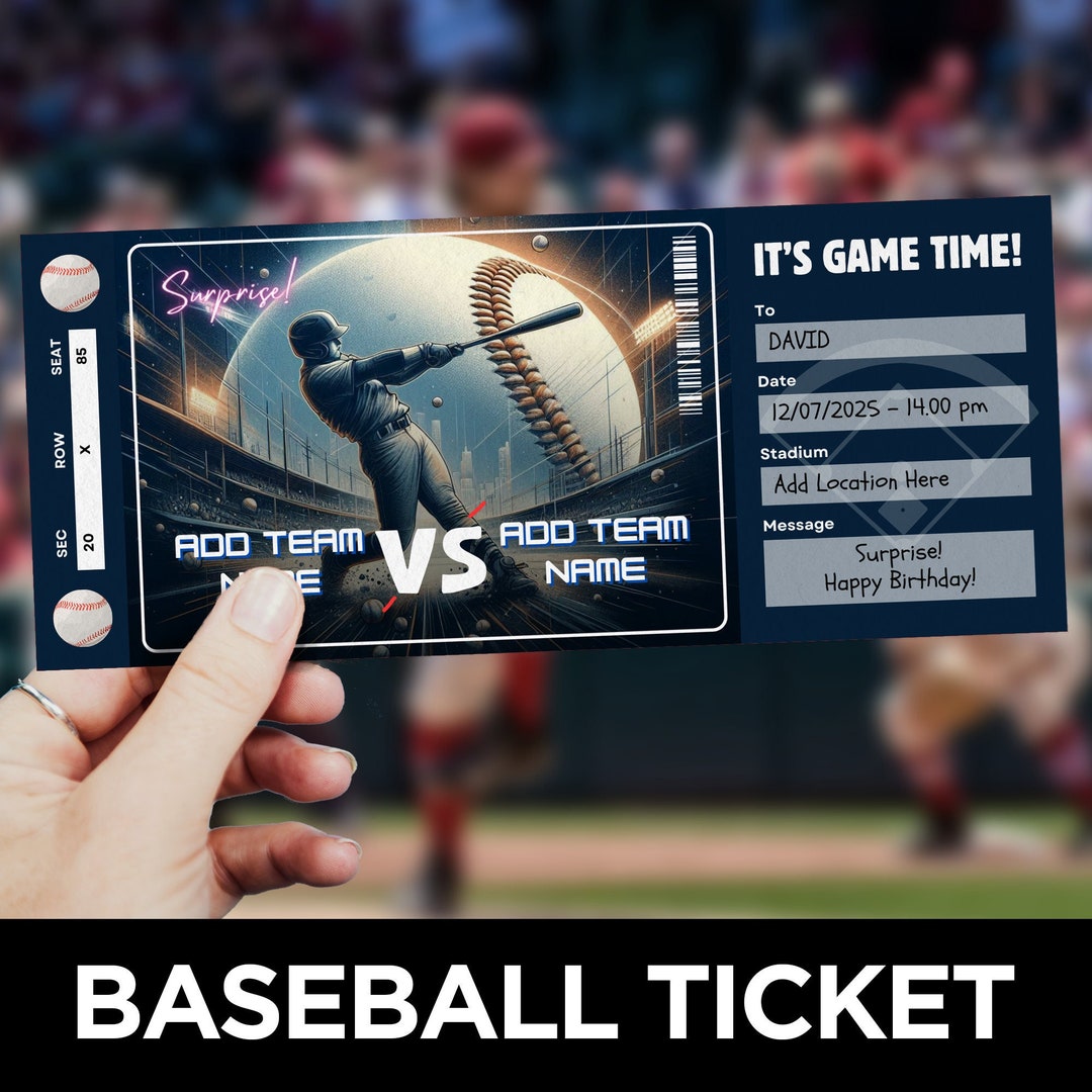 Baseball Game Ticket Template, Printable Sport Ticket Invitation, Event ...