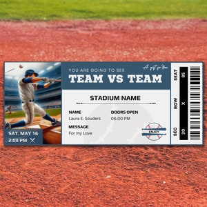 Baseball Ticket Template, Event Ticket, Baseball Invitation, Sports ...