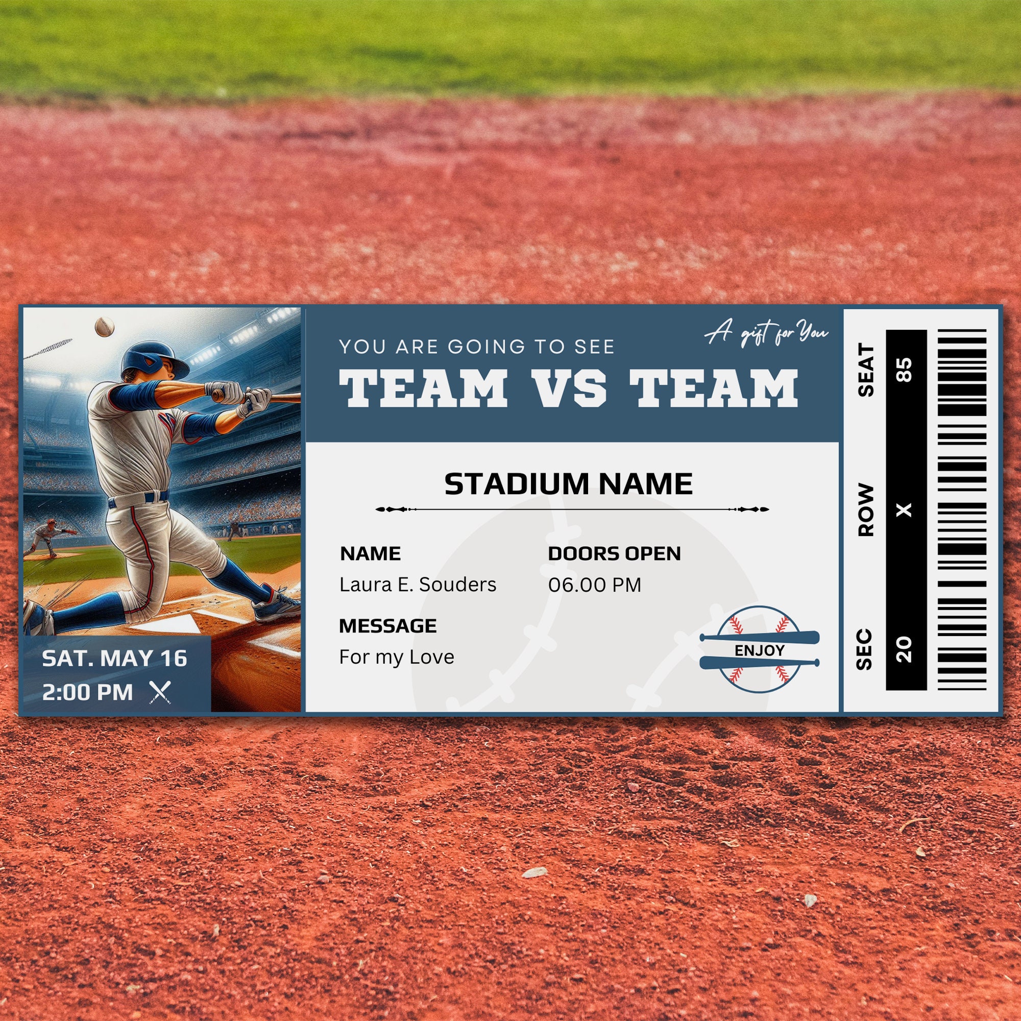 Baseball Ticket Template, Event Ticket, Baseball Invitation, Sports ...
