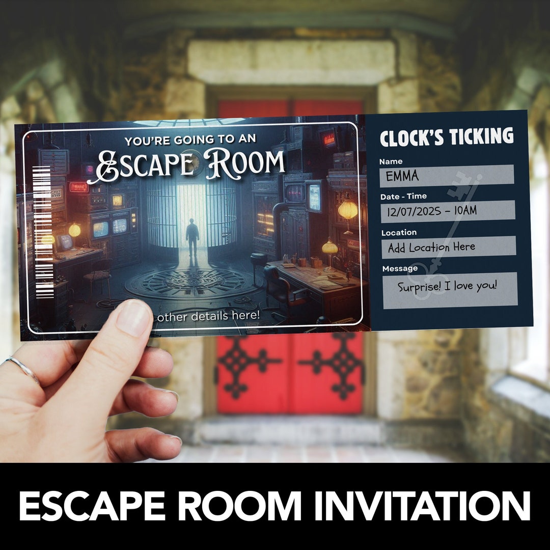 Escape Room Game Ticket Template, Escape Room Birthday Party Invite ...