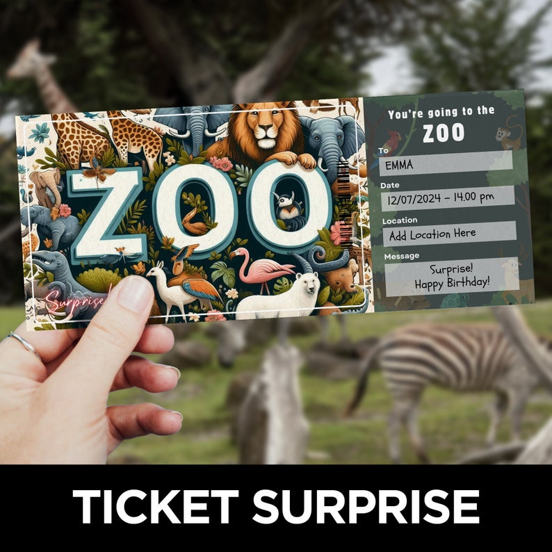 Zoo Ticket Template, Printable Event Ticket, Safari Park, Gift Voucher ...