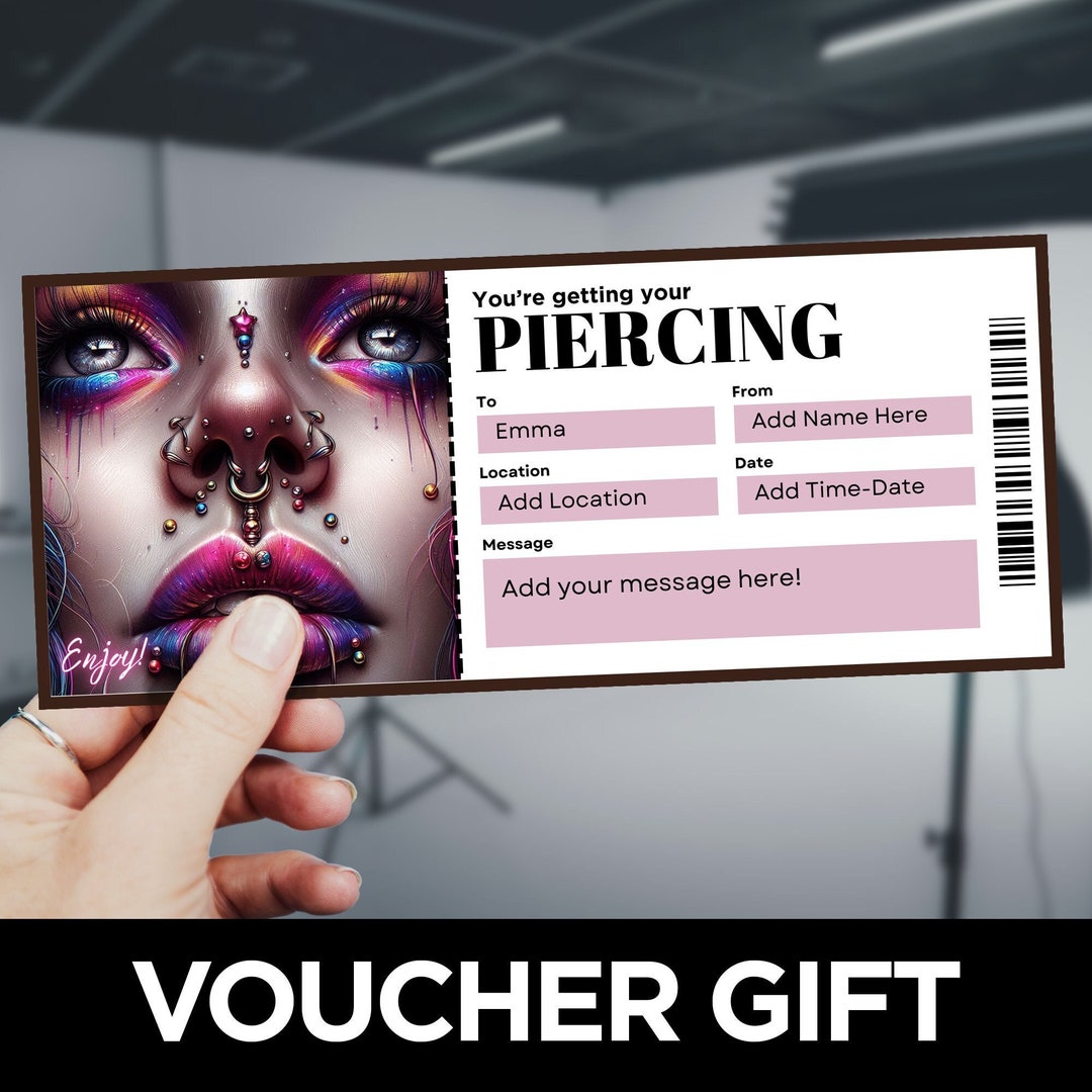 Ears Pierced Voucher Template, Editable Piercing Gift Certificate, Gift ...
