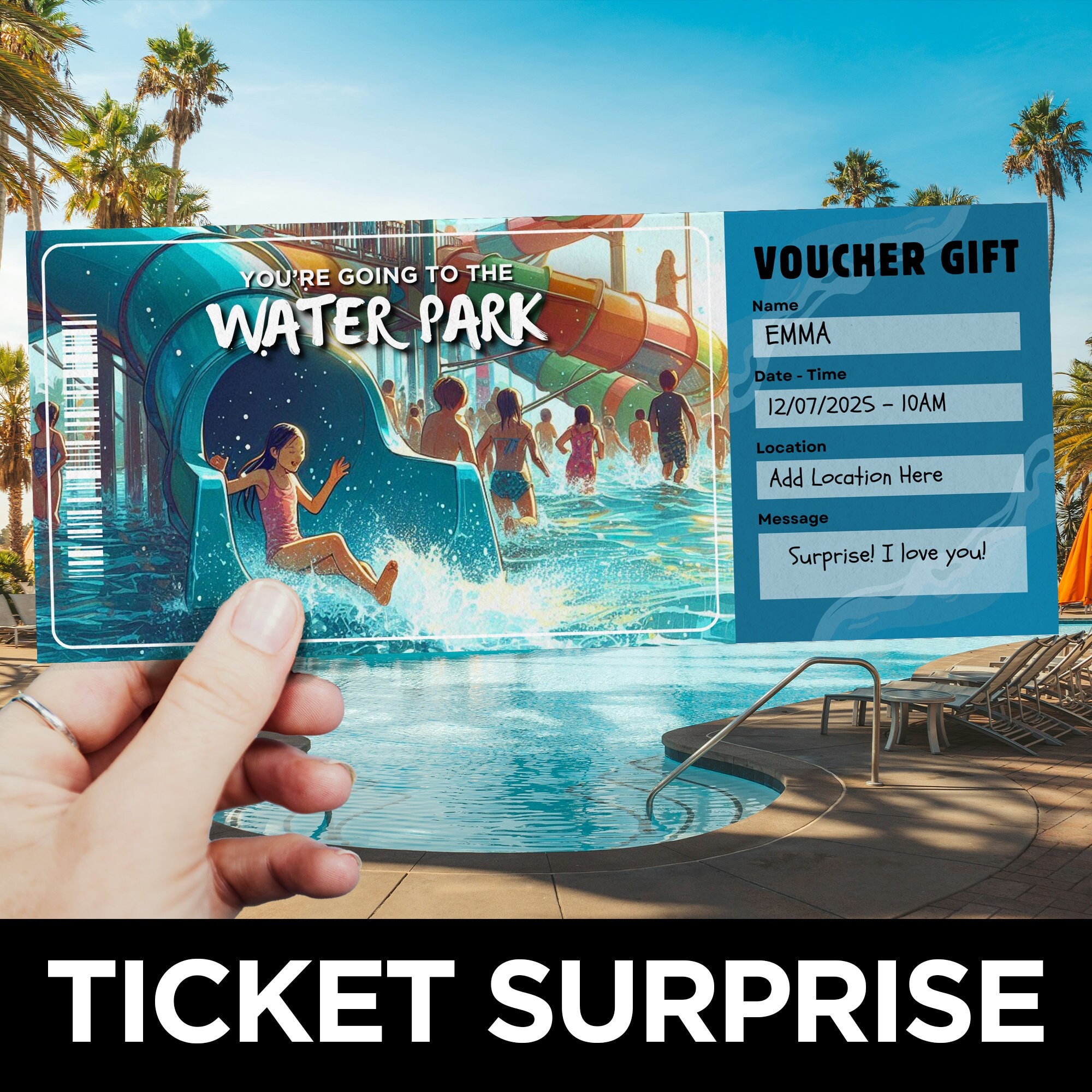 Water Park Ticket Template, Amusement Park Tickets, Admission Ticket ...