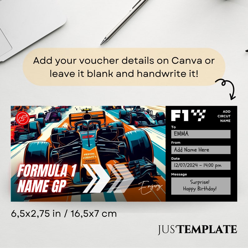Editable F1 Ticket Template, F1 Grand Prix, Formula One Ticket, Surprise Printable Ticket ...