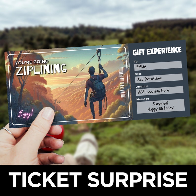 Ziplining Ticket Template, Zip Line Voucher, Printable Zipline Game ...